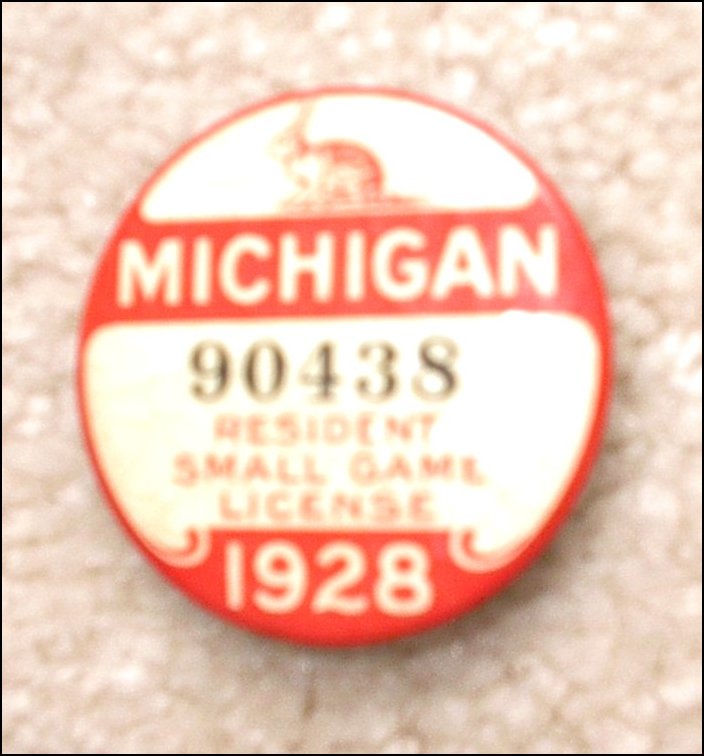 Michigan 1928 Hunting Pin With Paper License michigan-1928-hunting-pin-with-paper-license