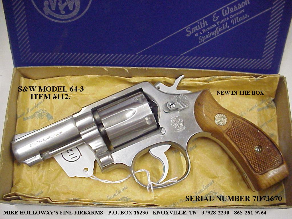 Smith & Wesson Model 64 - S&W 3 inch barrel - Stainless Steel - new in old box For Sale at ...