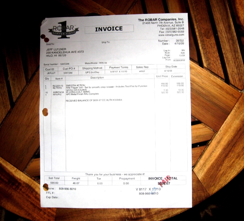 Winchester Custom Robar Model 94 Ae .45lc For Sale at GunAuction.com ...