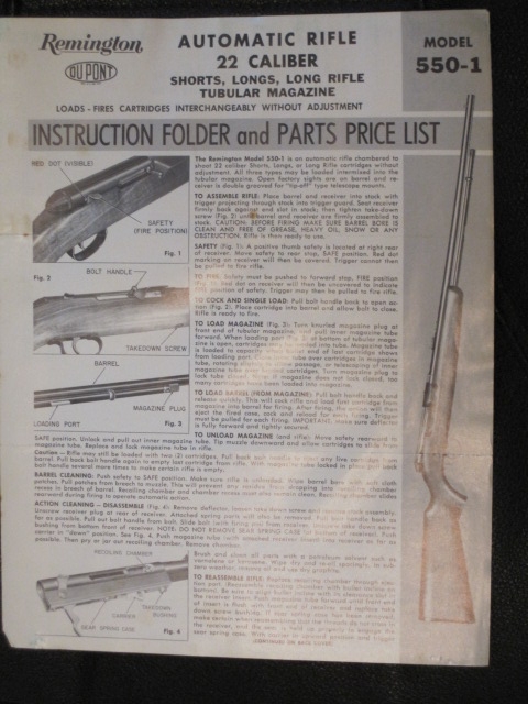 Remington 550 Instructions Manual & Parts Exploded For Sale at ...