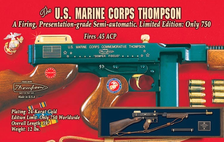 American Historical Foundation Usmc,Thompson Machine Gun,24 Ct Gold ...