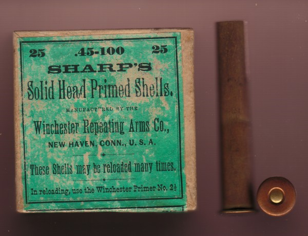 .45 100 Sharps Winchester Solid Head Primed Shells For Sale at GunAuction.com - 5637549