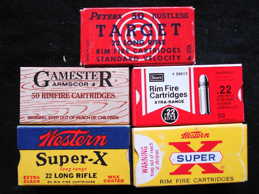 250rds ASSORTED 22 LONG RIFLE CARTRIDGES 5 BOXES