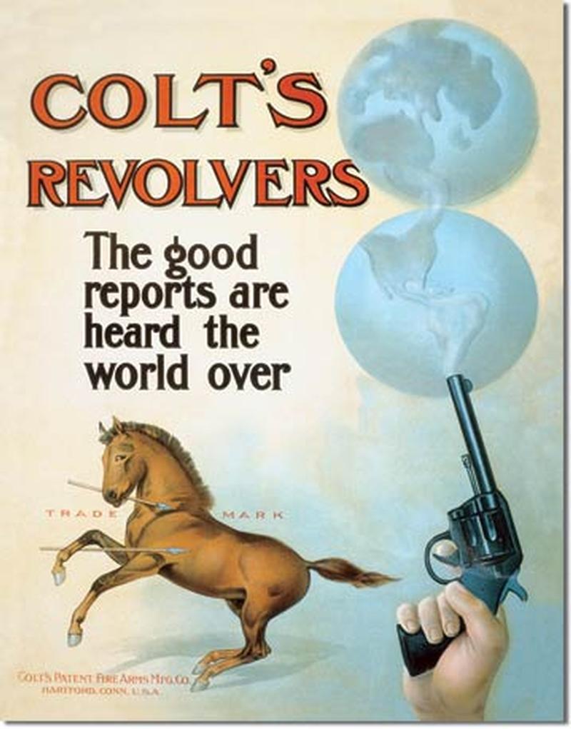 Colt Gun Revolver Horse Logo Vintage Metal Sign For Sale at GunAuction ...