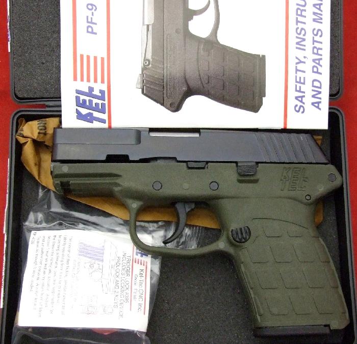 Kel-Tec Pf-9 9mm (Keltec) Dao Compact, Green Frame- Looks Unfired W/Box ...