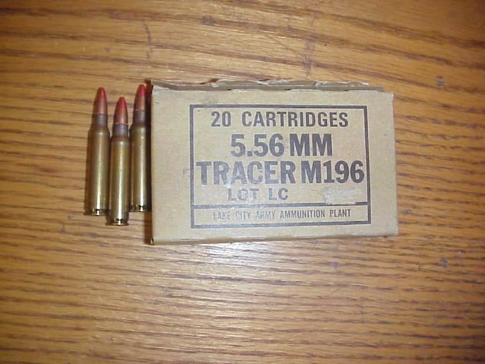 5.56mm, 223, M196 Tracer , Red tip. M16/AR15, m-16