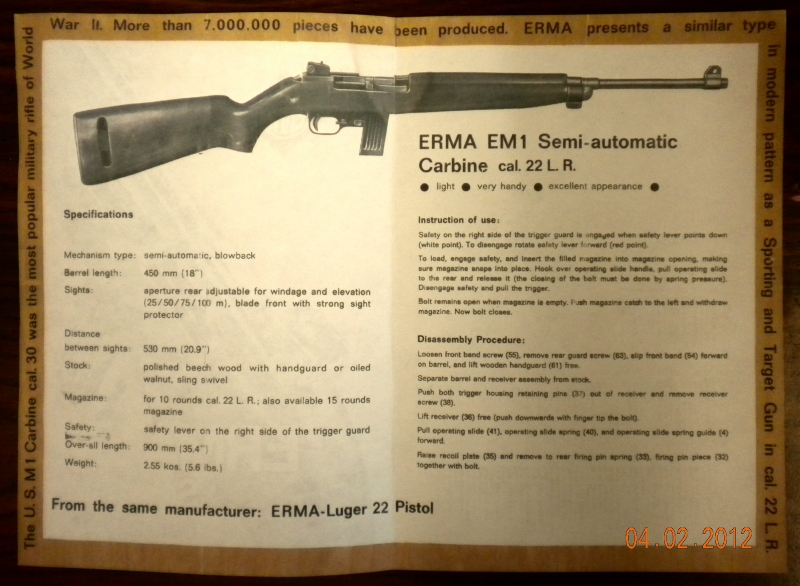 Iver Johnson Arms, Inc. Iver Johnson .22 Lr Carbine (Like Erma Em1 .22 ...