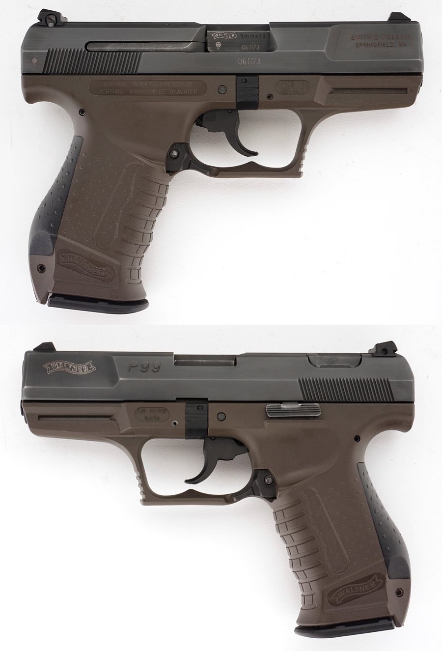 Walther S&W P99 Semiautomatic 9mm Pistol Olive Drab Frame 4 Ten Round ...