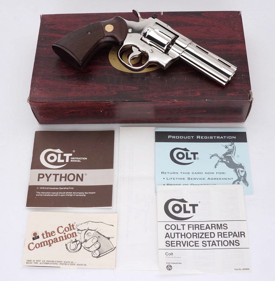 Colt Python 357 Magnum Nickel 4 Inch Revolver Made 1978 In Beautiful ...
