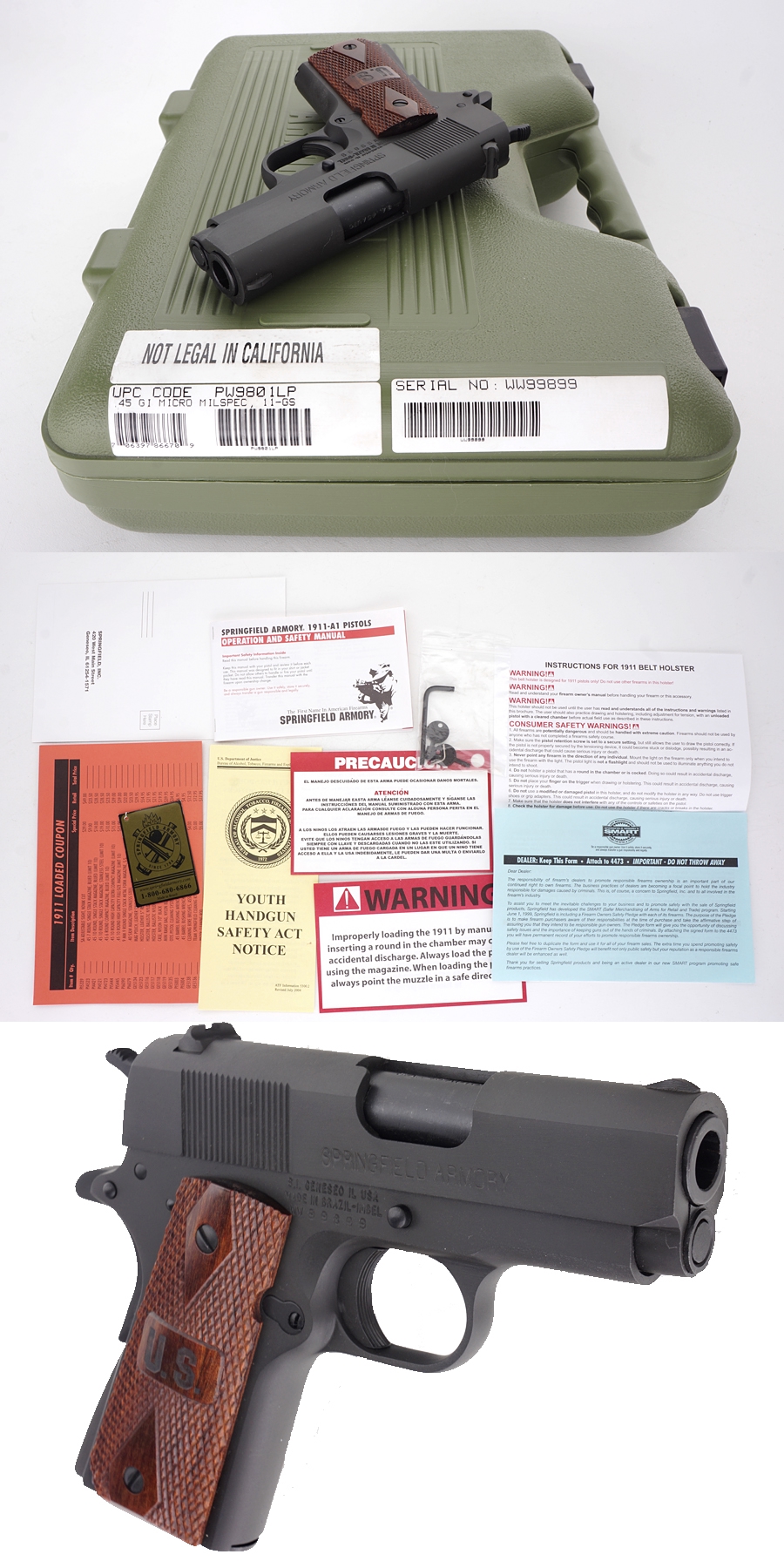 Springfield Armory 1911-A1 Micro Compact Gi Semiauto .45 Acp Pistol ...