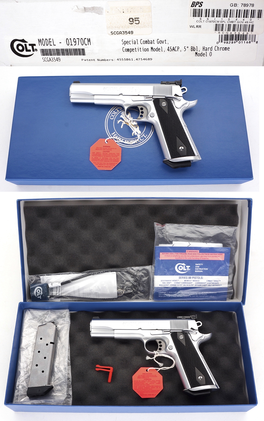 Colt 1911 Special Combat Govt Competition Hard Chrome .45 Acp Pistol ...