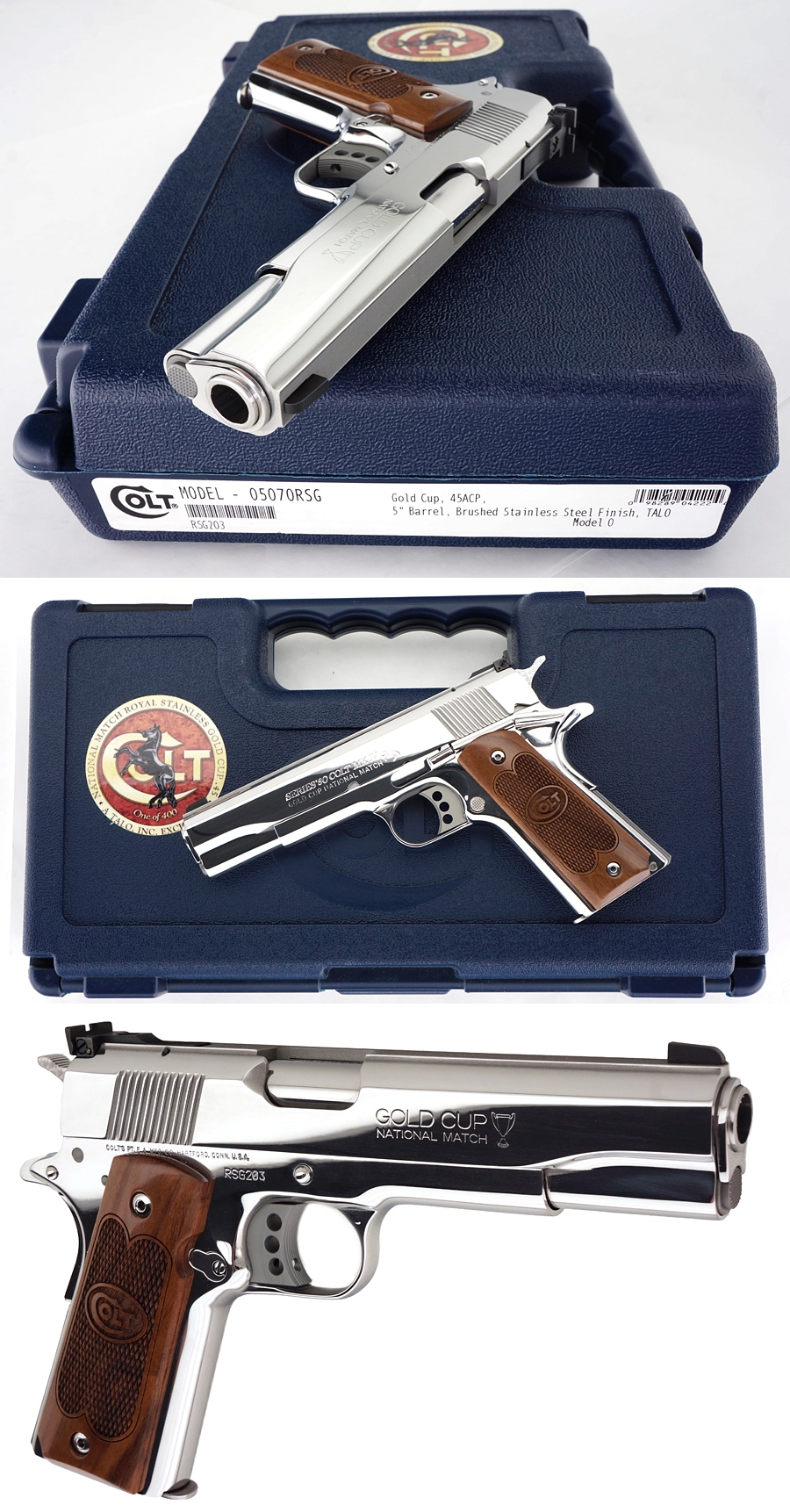 Colt National Match Royal Stainless Gold Cup .45 Talo Exclusive 1 Of ...