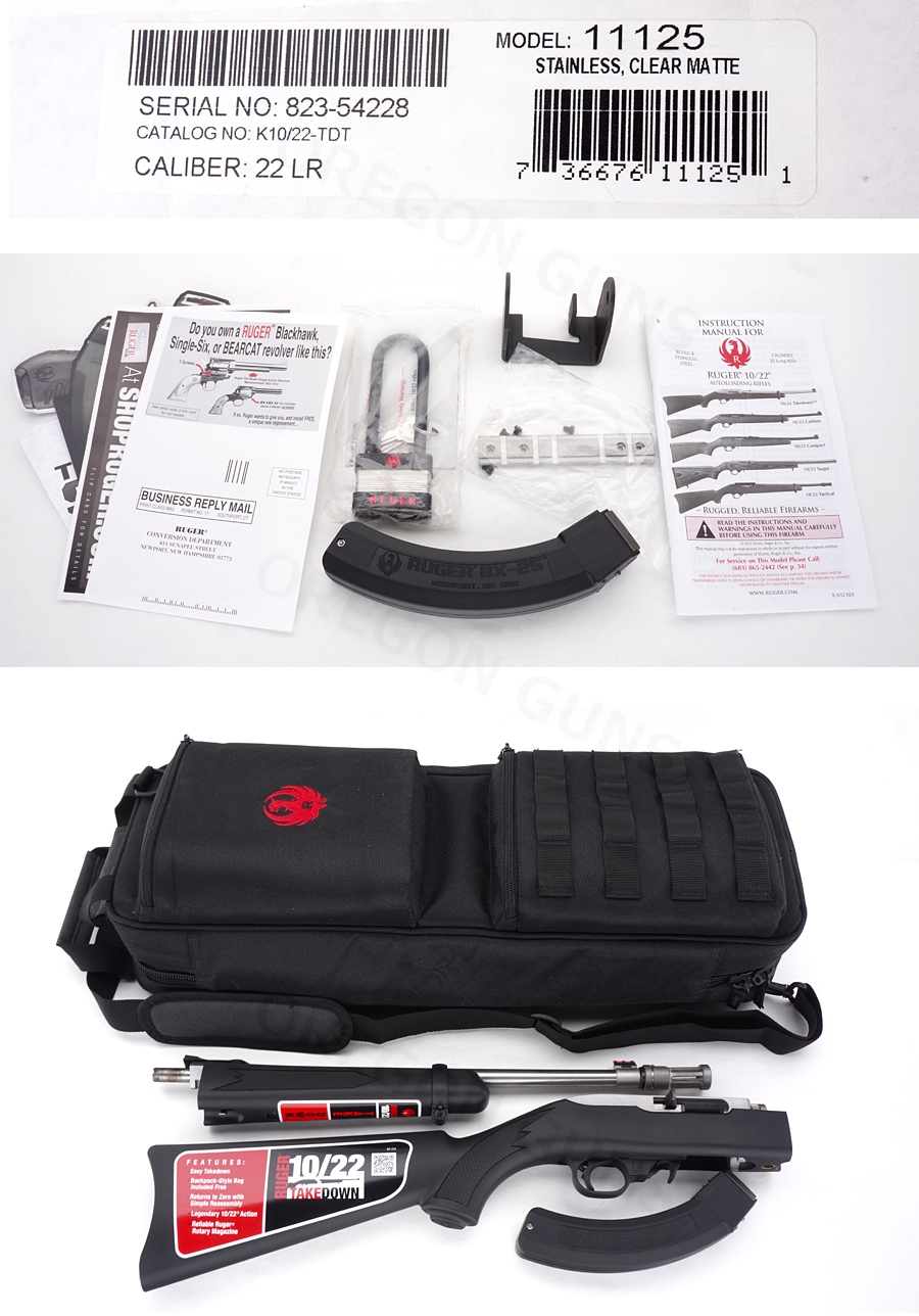 Sturm Ruger 10/22 Take-Down Stainless Rifle .22 Lr W/Backpack New In ...