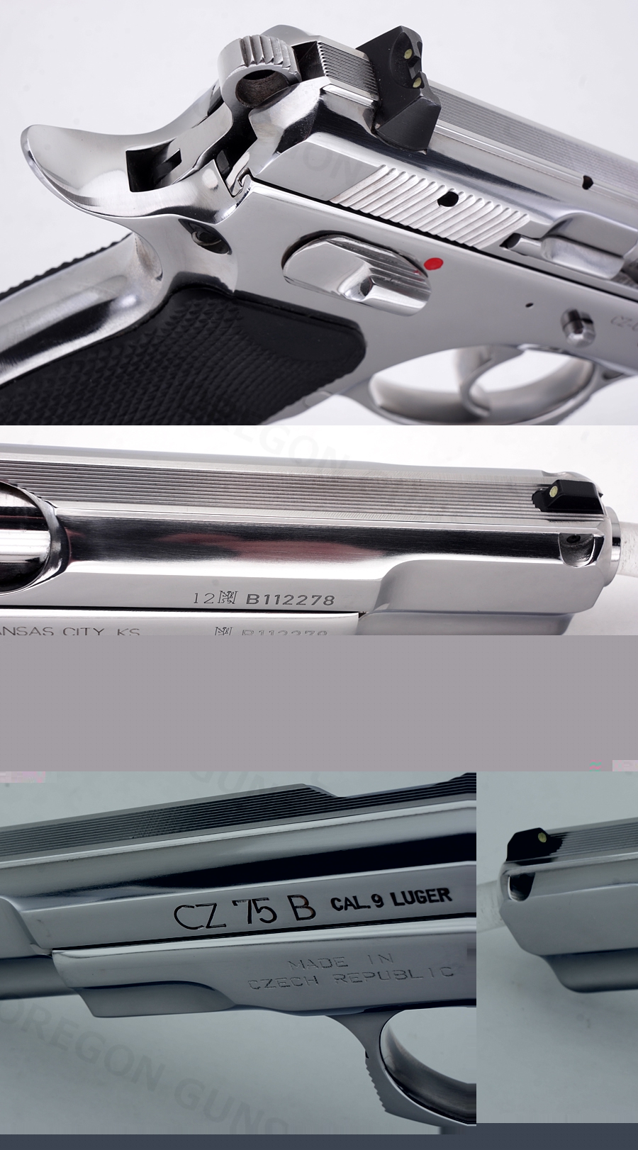 Cz (Ceská Zbrojovka) Model 75 B Stainless Steel Semiauto Pistol 9mm ...