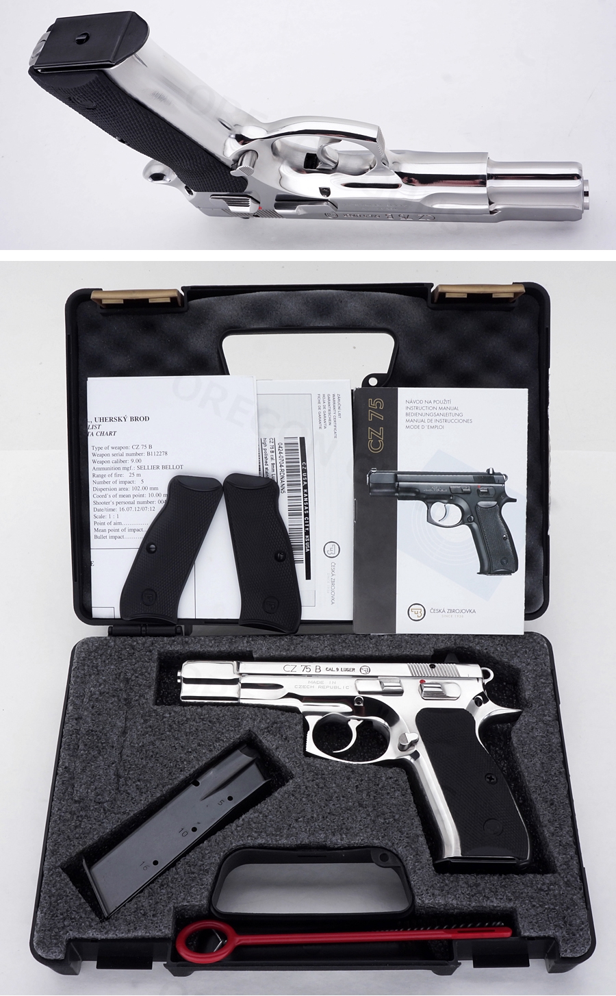Cz (Ceská Zbrojovka) Model 75 B Stainless Steel Semiauto Pistol 9mm ...