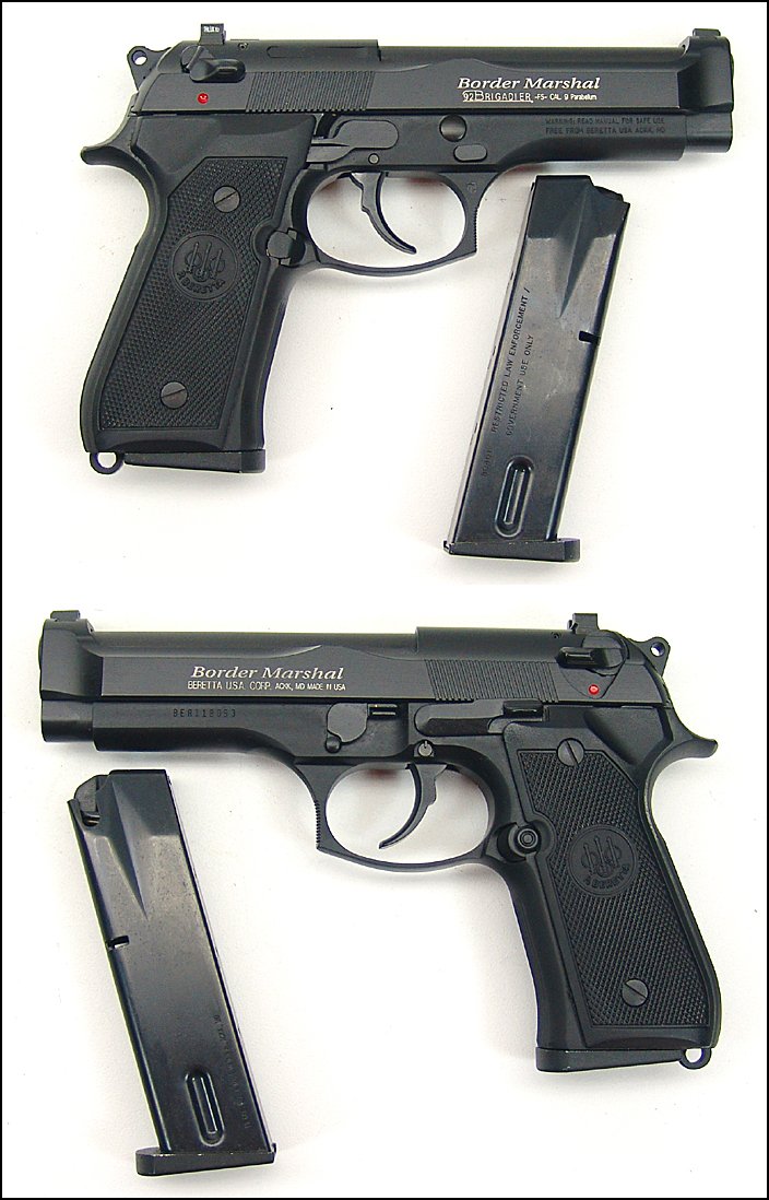 BERETTA USA MODEL 92FS BRIGADIER BORDER MARSHAL 9MM NIGHT SIGHTS LNIB