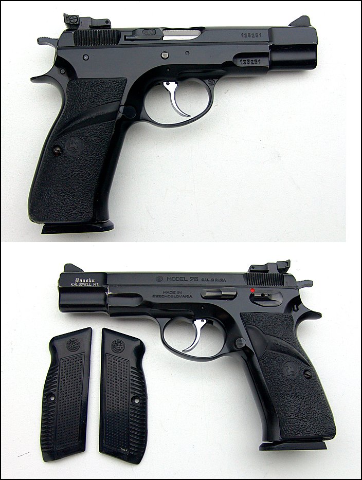 Cz 75 (Ceská Zbrojovka) Classic Compact Pistol 9mm With Pachmayr Grips ...