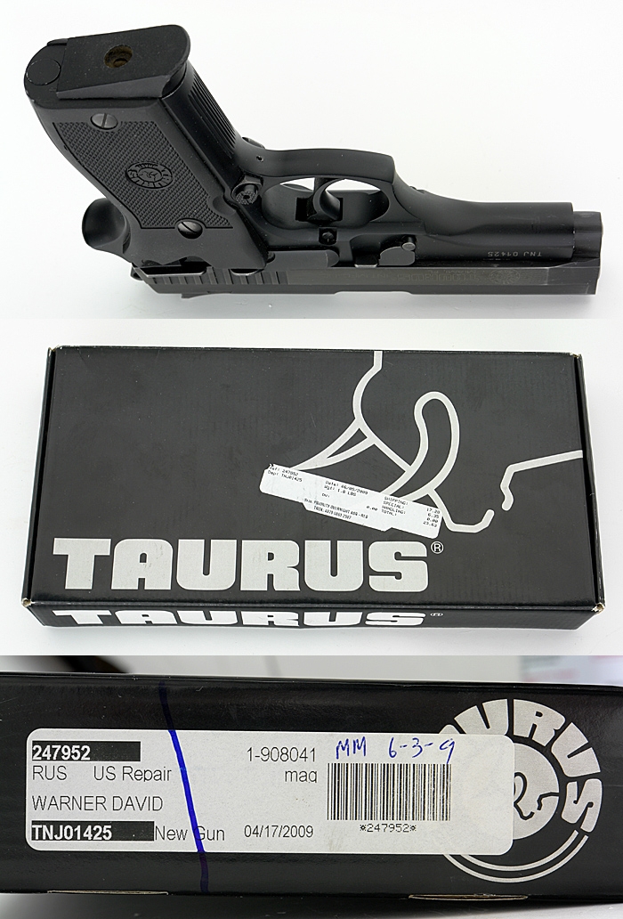 Taurus Model Pt-908 Blue Semi Auto Pistol 9mm 8+1 Shot Factory ...