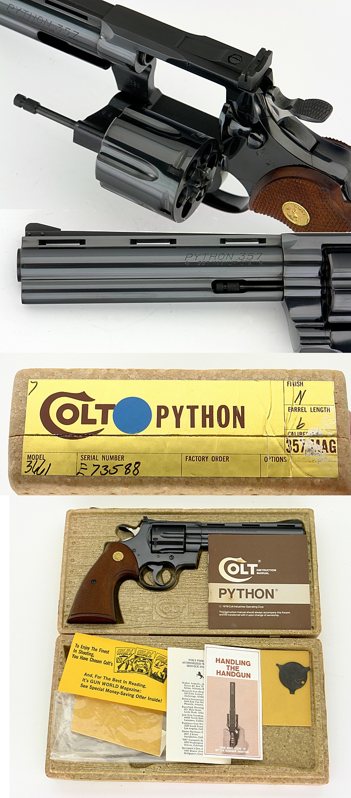 Colt Python 357 Magnum 6 Inch Revolver Made 1959 C&R Ok Minty Condition For Sale at GunAuction ...