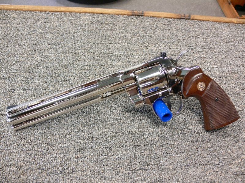 Colt Python 357 Nickel 8" -Used Nice For Sale at GunAuction.com - 11346655