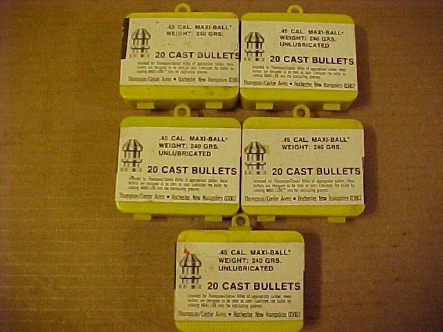 100 Rds T/C 45 Cal Maxi-Ball Bullets 240 Gr Nos For Sale at GunAuction ...