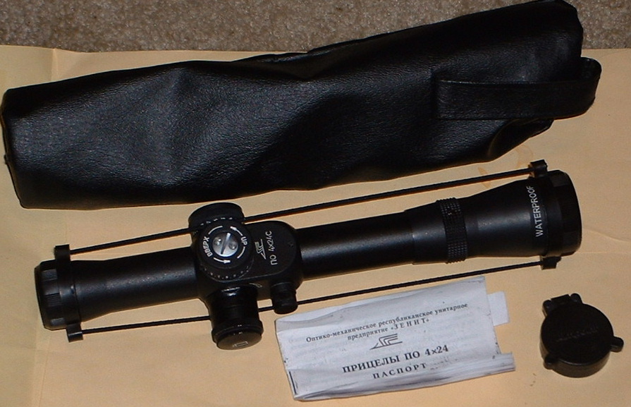Russian PO-4x24 scope with Dragunov illum. reticle
