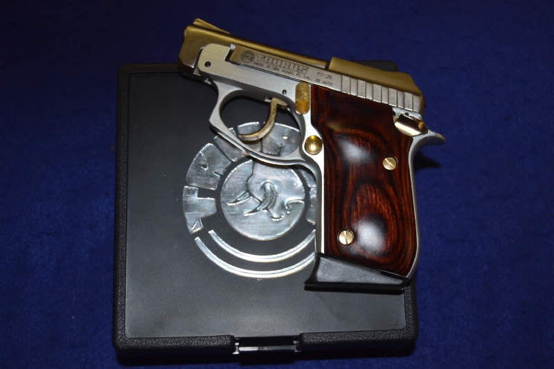 Taurus Model Pt25 .25 Acp Nickel W Gold Accent & Rosewood For Sale at ...