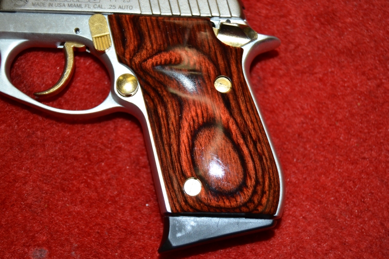 Taurus Pt25 .25acp Nickel W/ Gold Accent & Rosewood For Sale at ...