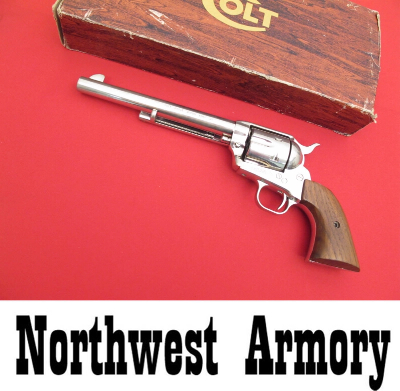 Colt Single Action Army 45 Colt, 7-1/2 Inch, Nickel W/Box, 3rd Gen For ...