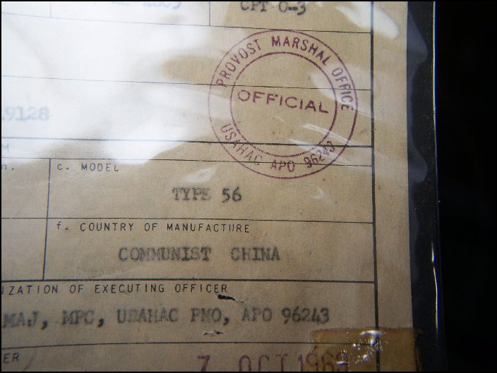 Chinese Chicom Sks Rifle W/ Vietnam Capture Papers 1969 For Sale at ...