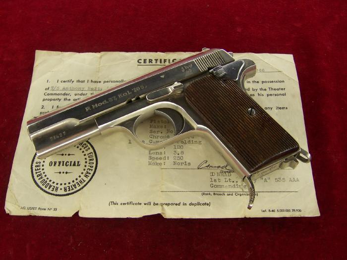 Femaru P.Mod 37 Jhv 43-Nickel Finish--Wwii Capture Papers For Sale at ...