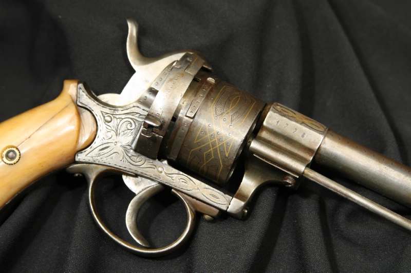 Lefaucheux Pinfire 12mm Engraved And Gold Inlaid Double Action Revolver ...
