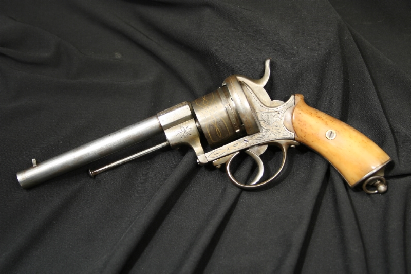 Lefaucheux Pinfire 12mm Engraved And Gold Inlaid Double Action Revolver ...