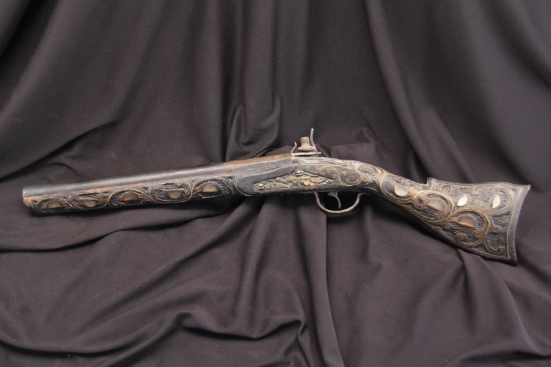 Unmarked Flintlock Rifle Wall Hanger / Decorator, Inlaid Stock For Sale ...