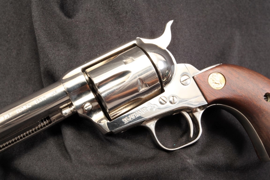 Nickel 1873 Peacemaker .45 Colt Single Action Army Revolver - Wood ...