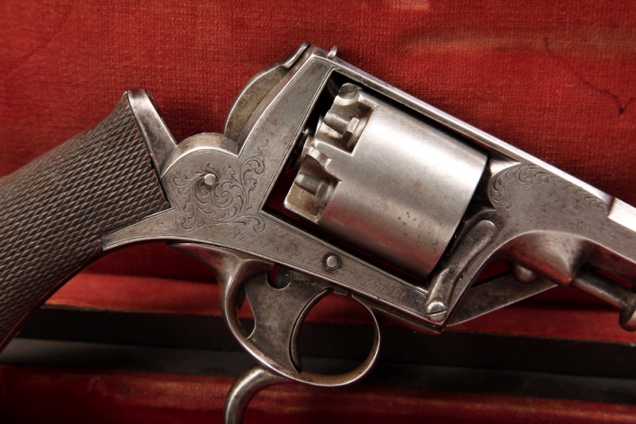 Rare Cased .36 Adams Tranter Percussion Da Double Trigger Revolver ...