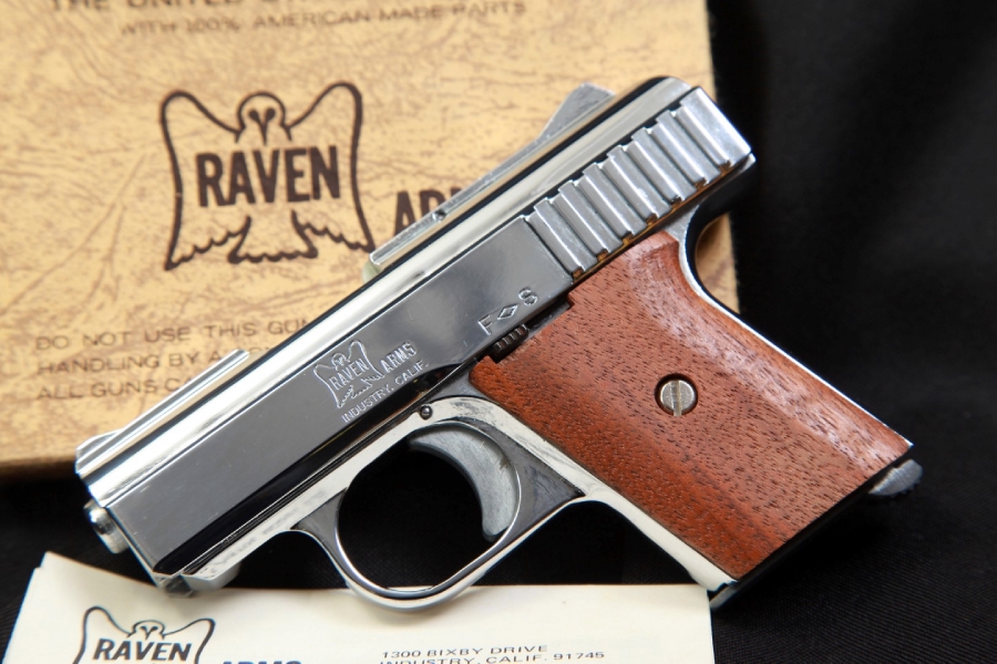 Raven Arms Model P-25 Nickel .25 Acp Semi-Automatic Pocket Pistol & Box ...