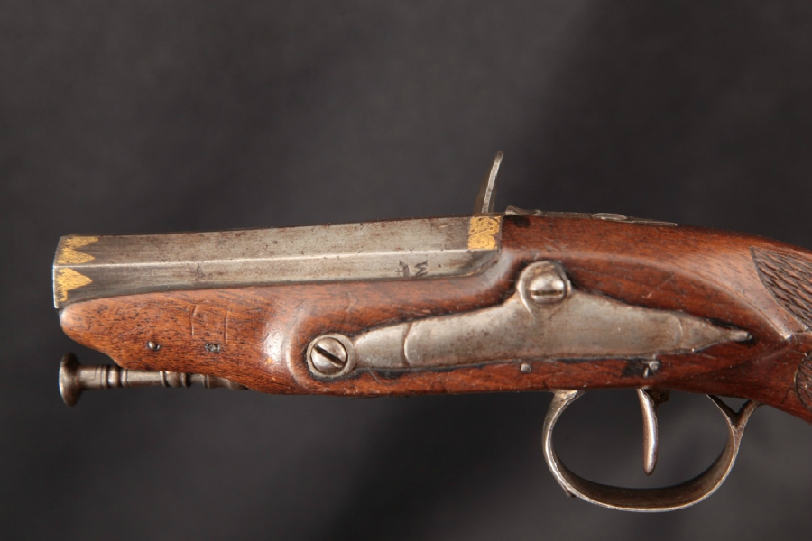 Unknown French Flintlock Pocket Derringer, Blue & Gilded 3 1/4 Single ...