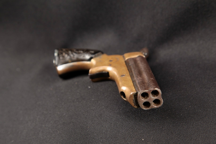 C. Sharps & Co. Model 1a, 4-Barrel Pepperbox, Silver Plated 2 ½” Breech ...