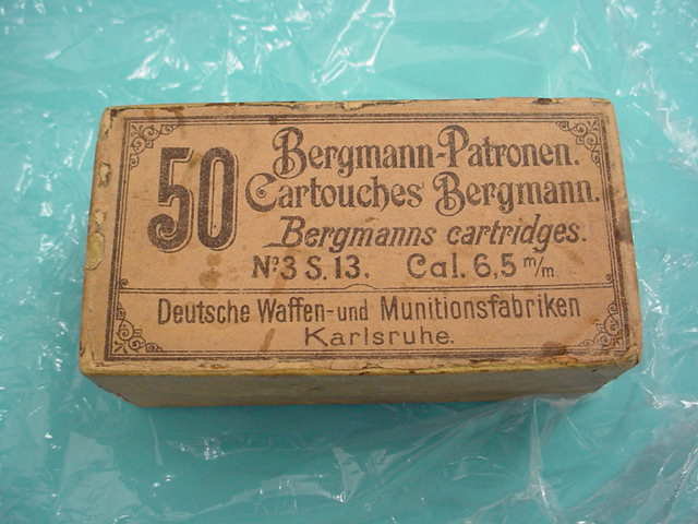 Bergmann No 3 Entire 50 Rd Box Of 6.5mm Grooved For Sale at GunAuction ...