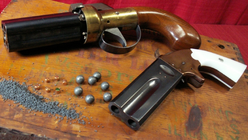 Pair; Replica Pepperbox & Swivel Barrel Derringer