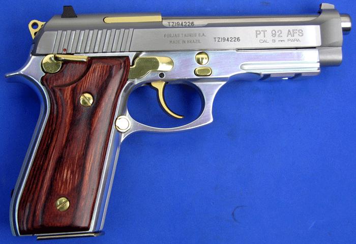 Taurus 92 Afs Deluxe 9mm Semi-Auto-Stainless/Gold Plated For Sale at ...
