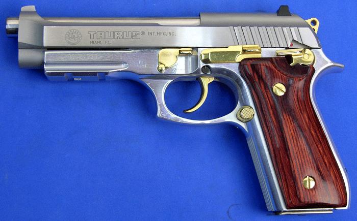Taurus 92 Afs Deluxe 9mm Semi-Auto-Stainless/Gold Plated For Sale at ...