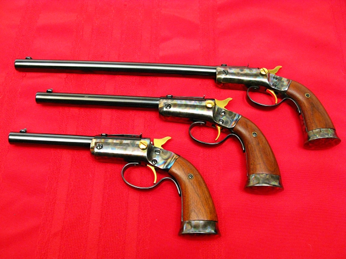 J. Stevens - Model 35 Target .22 Lr Tip-Ups...3 Pistols In Fitted Case ...