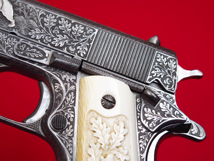 Colt 1911a1 U.S. Army .45 Wwii...Vintage German Engraving, Ivory Grips ...