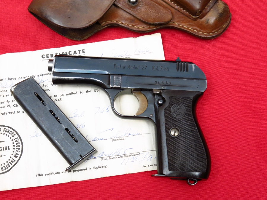 Cz P.Mod 27 Wwii Nazi Matching W/ Holster & Capture Paper...C&R, No Res ...