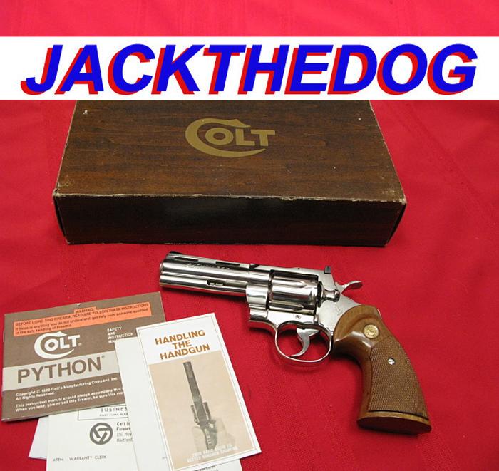 COLT - PYTHON .357 Magnum 4-Inch, Bright Nickel...Mfg 1974, Nice Shape ...