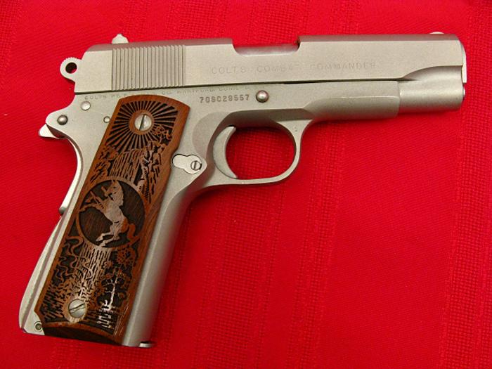 Colt - Combat Commander .45 Factory Electroless Nickel, Custom Grips ...