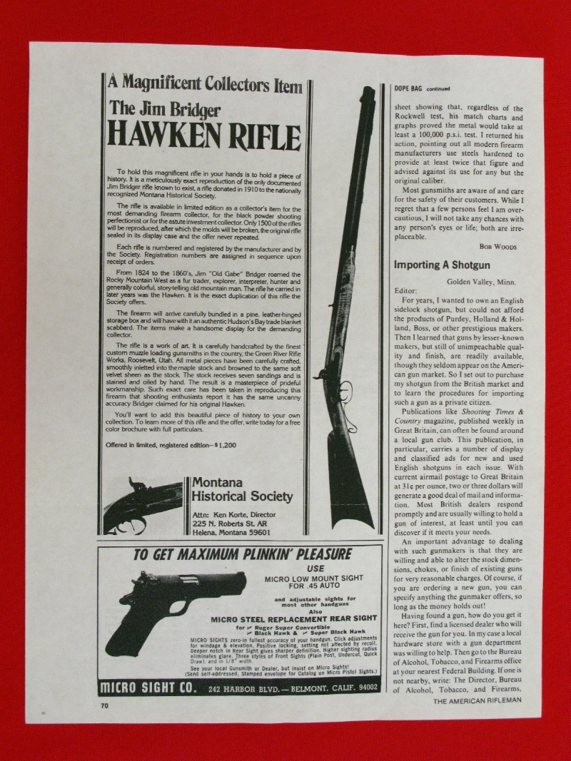 Green River Rifle Works / Grrw Jim Bridger Ltd Ed .58 Cal Hawken...Sn#9 ...