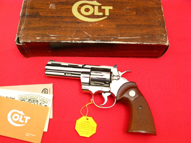 Colt Python .357 Magnum 4 Bright Nickel...Mfd 1977...Gorgeous In Box ...